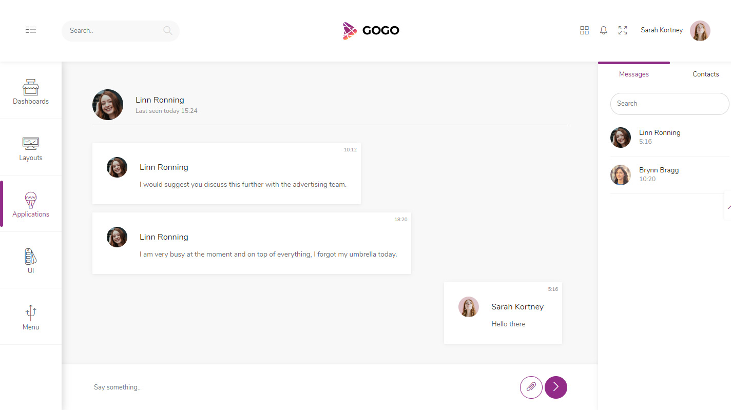 Gogo React - React Admin Template